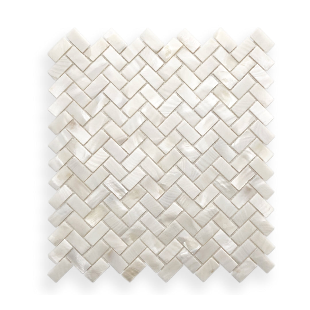 Shell Mosaic Angel White Mother of Pearl Herringbone – Tile Bazaar