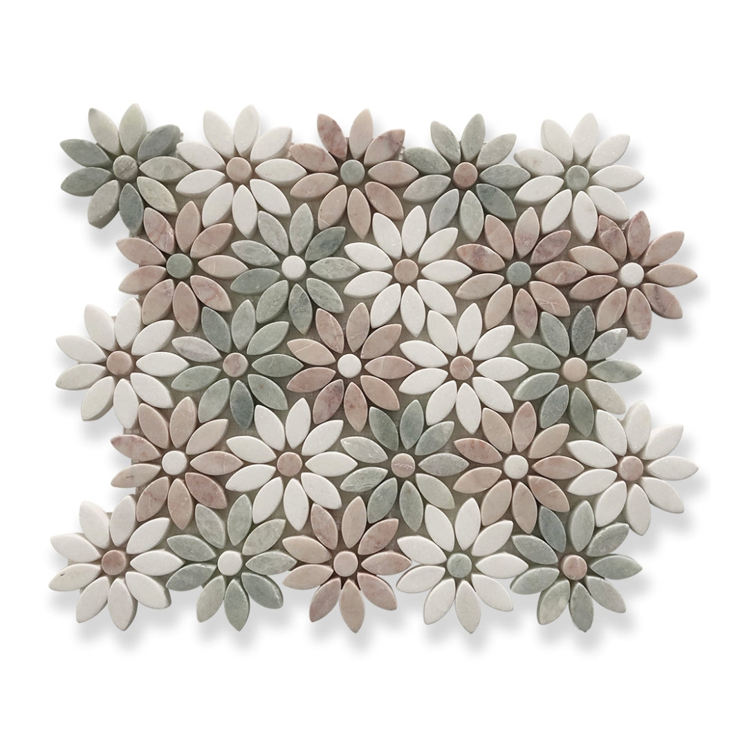 Flowers Rosado, Verdi Cristallo & Thassos – Tile Bazaar